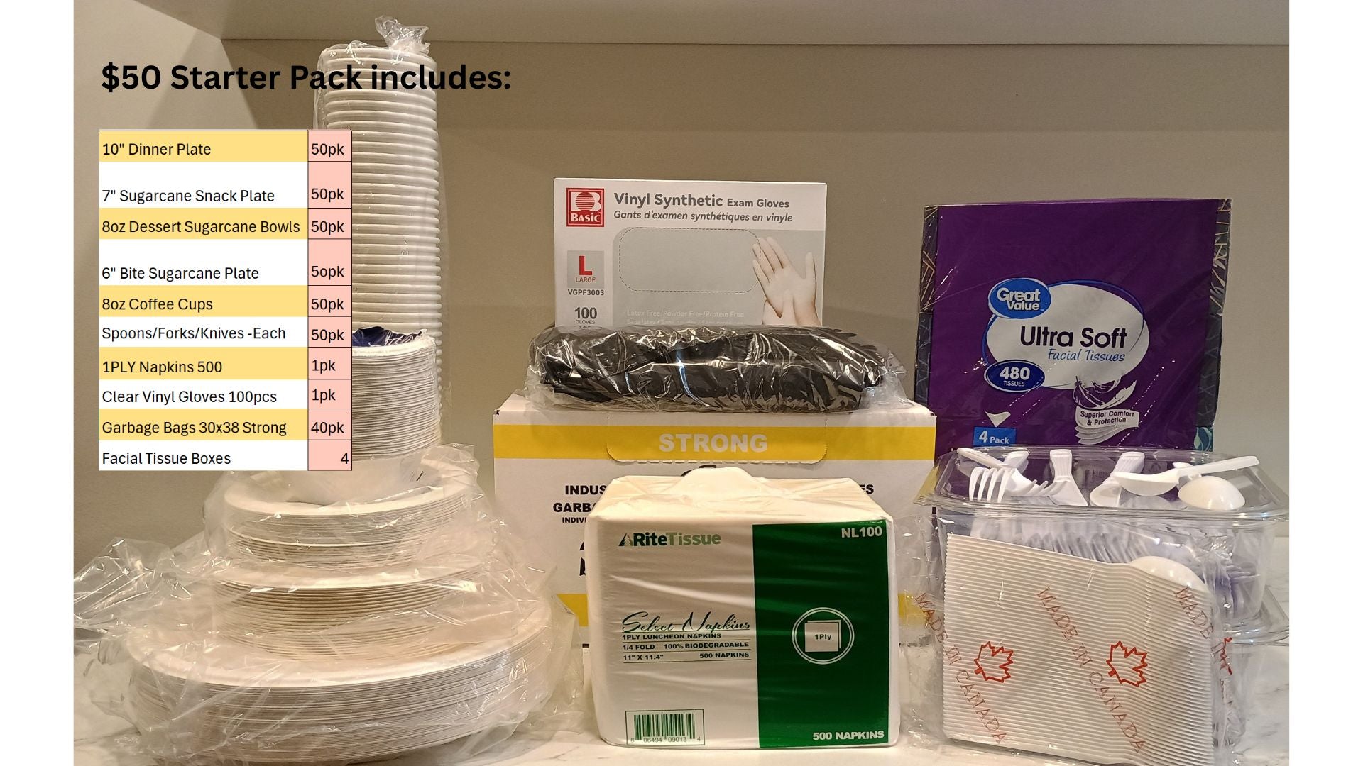 $50 Starter Party Pack - Complete Disposable Tableware Set – OLC ...